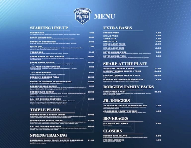 Dodger Stadium Food Menu On Home Plates For Postmates Delivery