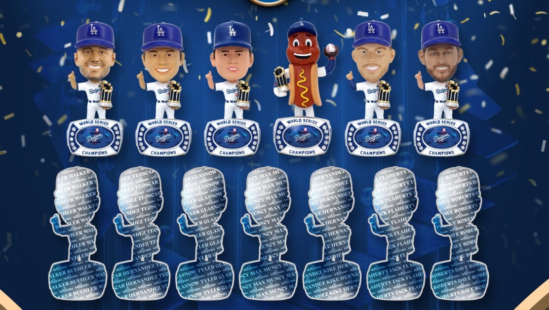 FOCO Selling Mini Dodgers World Series Ring Bobbleheads Of Mookie Betts ...
